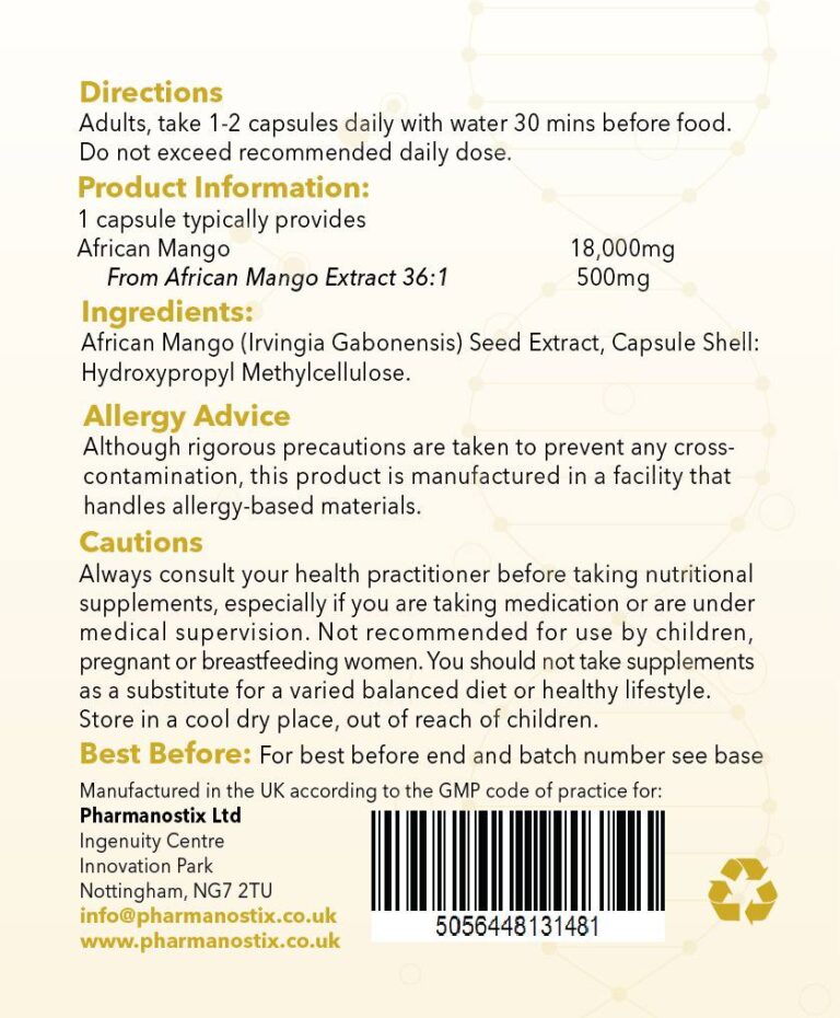 Pure African Mango Extract 18000mg 60 Capsules – Biotions UAE